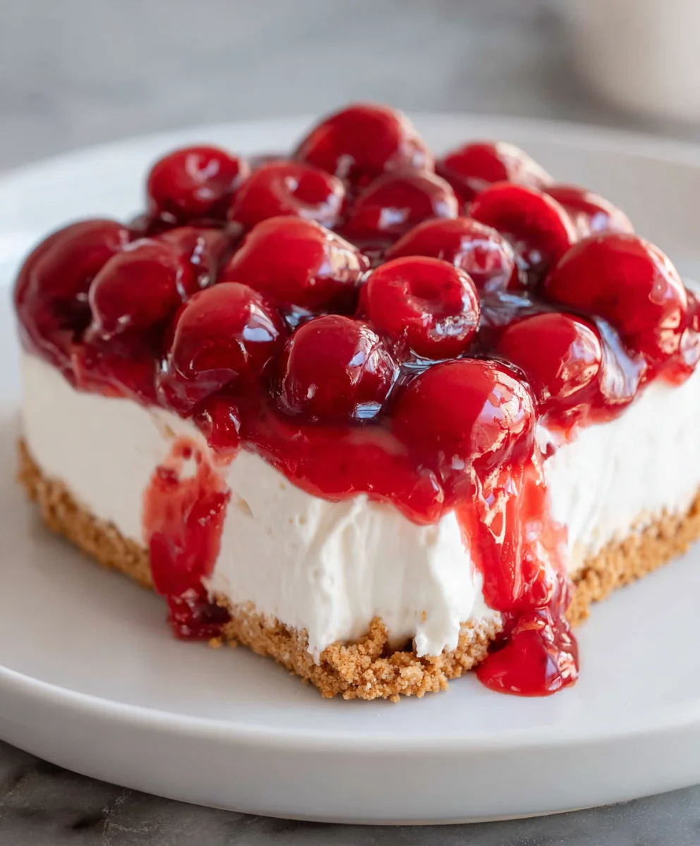 No-Bake Cherry Cheesecake - Dishes Tasty | Easy & Delicious Recipes
