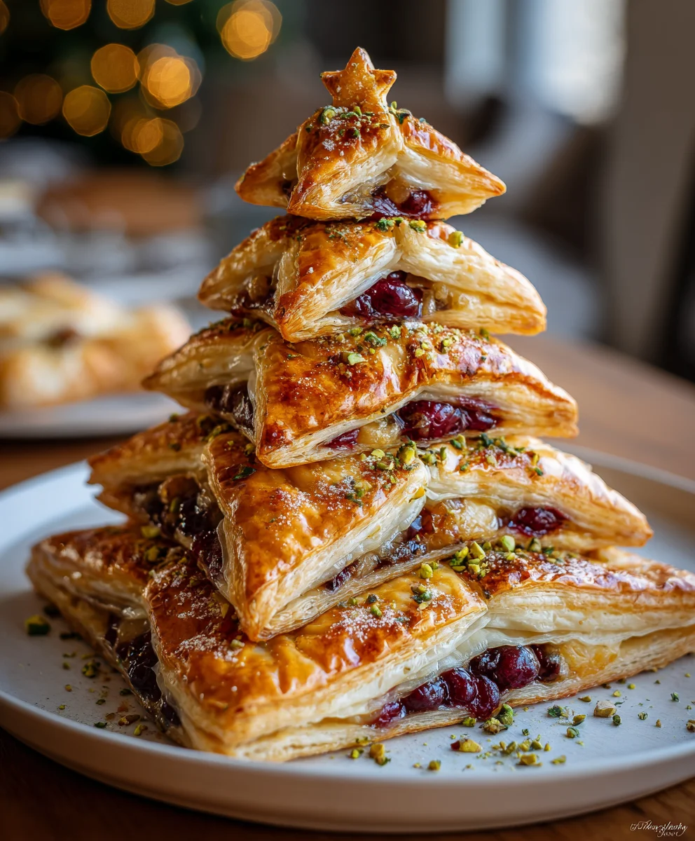 Pistachio Cranberry Brie Swirl Christmas Tree - Dishes Tasty | Easy ...