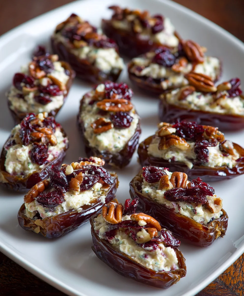 Cranberry Pecan Cream Cheese Stuffed Dates - Dishes Tasty | Easy ...