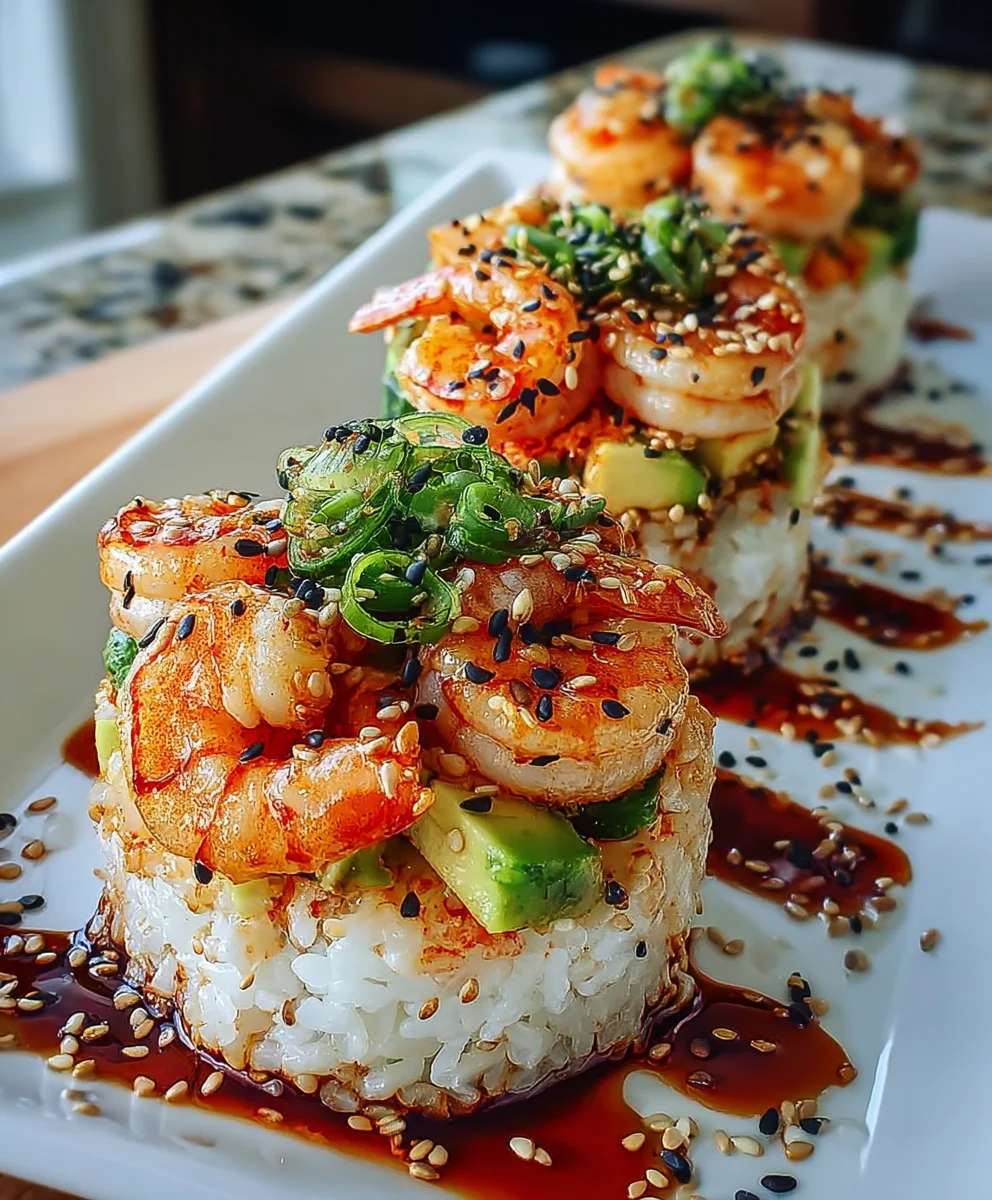 Spicy Shrimp Sushi Stacks Recipe - Dishes Tasty | Easy & Delicious Recipes